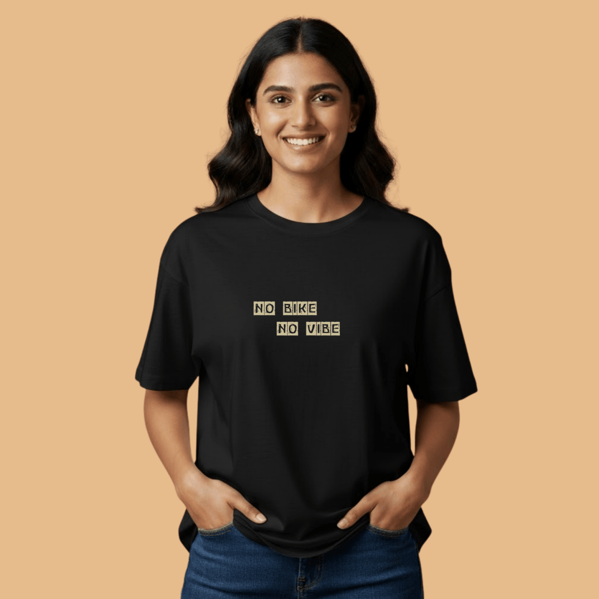 No Bike No Vibe Black Unisex Streetwear with Front & Back Design – Memat Go